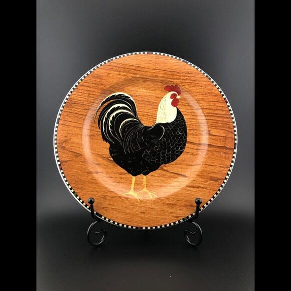 Other | 1999 Sakura Rooster 8 Salad Lunch Plate Brown Stoneware Warren Kimble | Poshmark